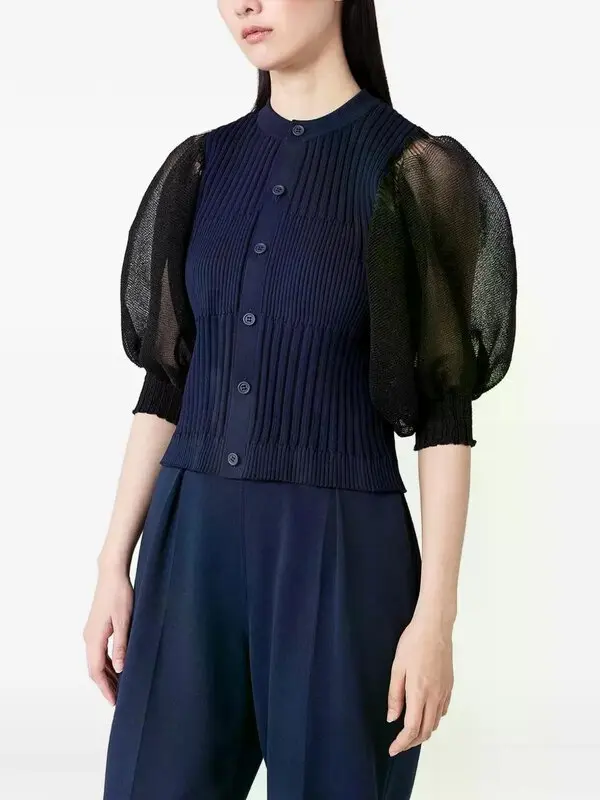 CFCL Ribbed Puff-sleeve Cardigan