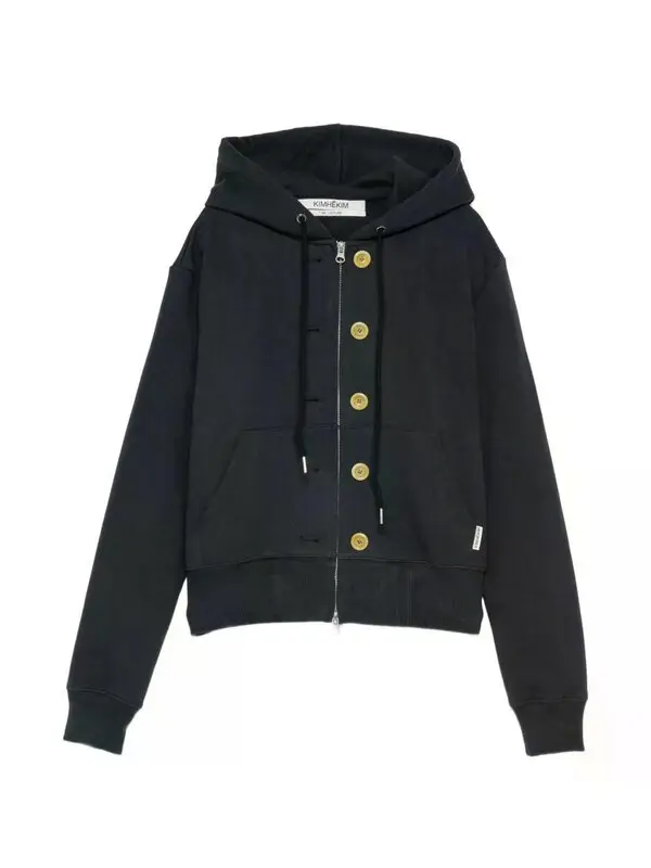 KIMHEKIM Ash-button Zip-up Hoodie - Black