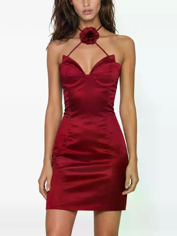 Philipp Plein Satin Mini Dress Flower