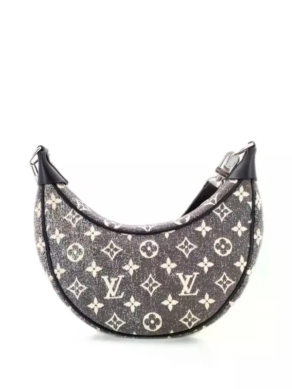 LOUIS VUITTON Loop Handbag Monogram Jacquard Denim Hobo Bag - Black