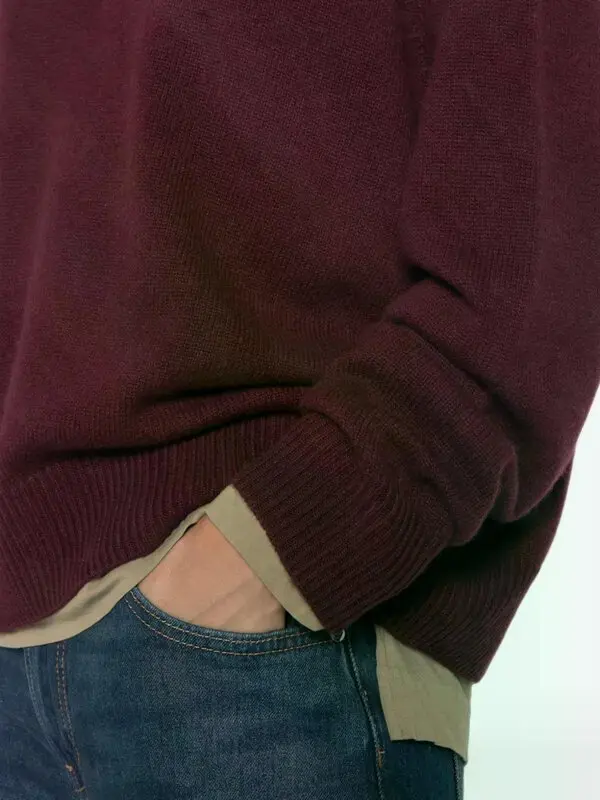Soft Goat Raglan-sleeve Ribbed-trim Sweater