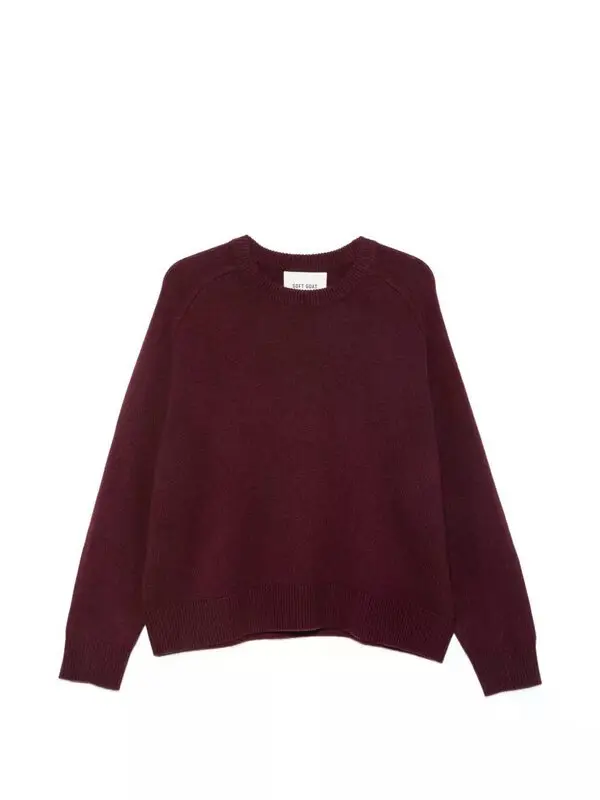 Soft Goat Raglan-sleeve Ribbed-trim Sweater - Purple