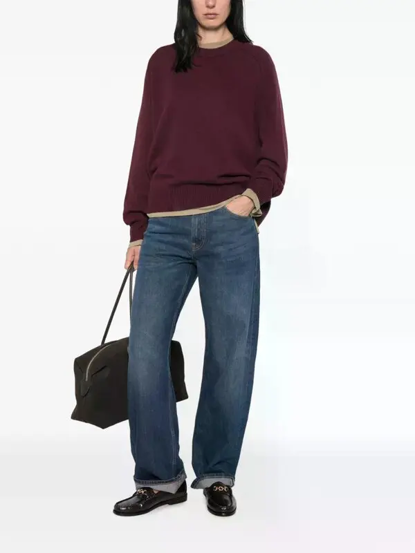 Soft Goat Raglan-sleeve Ribbed-trim Sweater