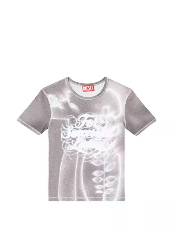DIESEL® Top In Ribbed Jersey With Graphic Print