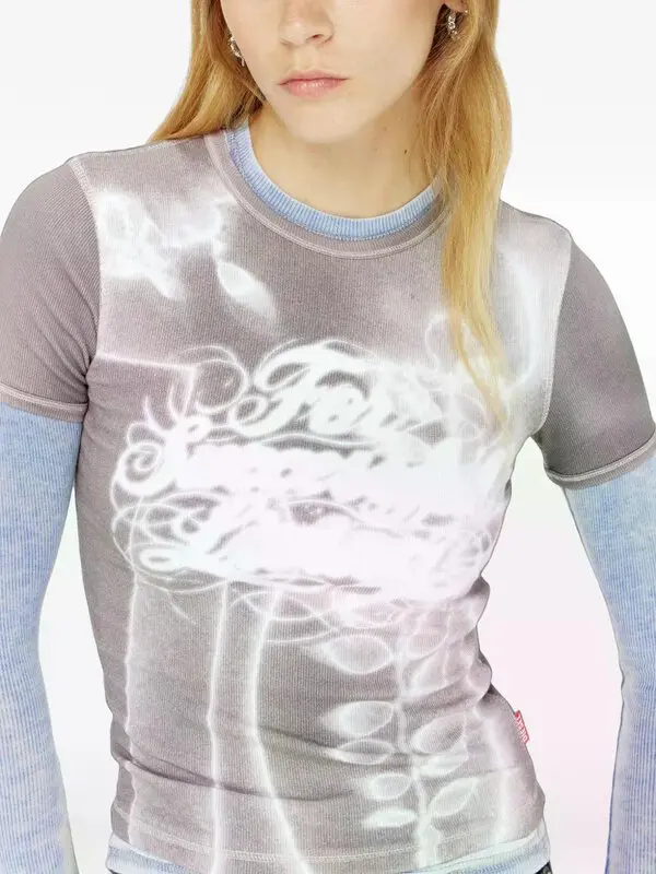 DIESEL® Top In Ribbed Jersey With Graphic Print