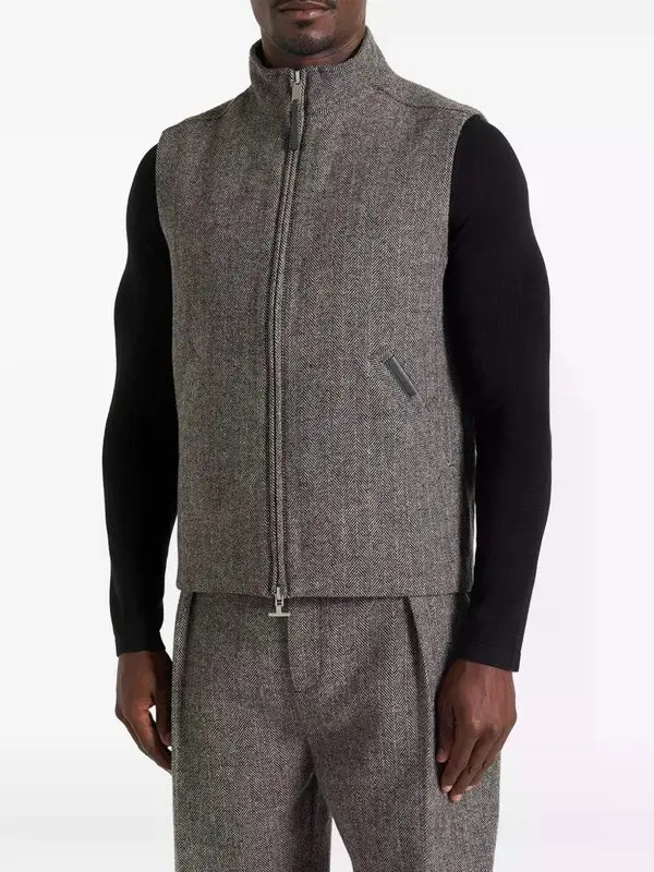 Manière De Voir Herringbone Wool Zip Gilet