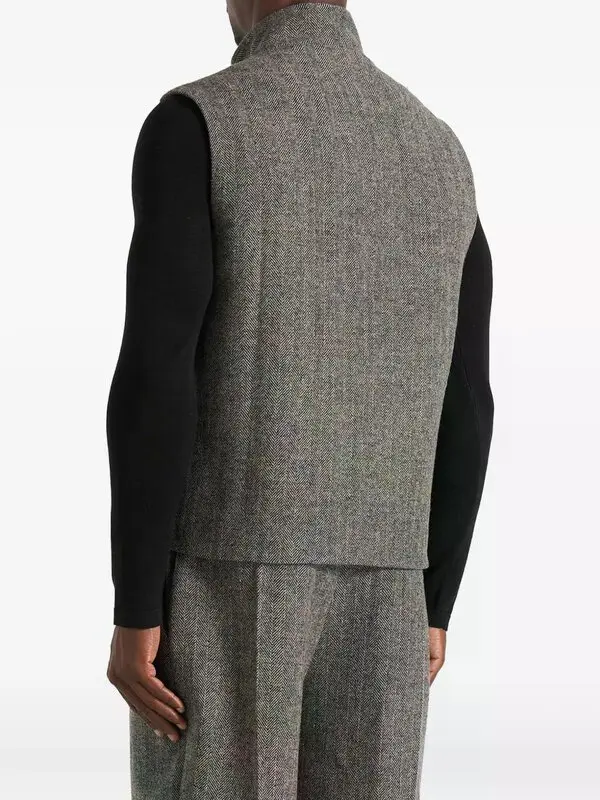 Manière De Voir Herringbone Wool Zip Gilet