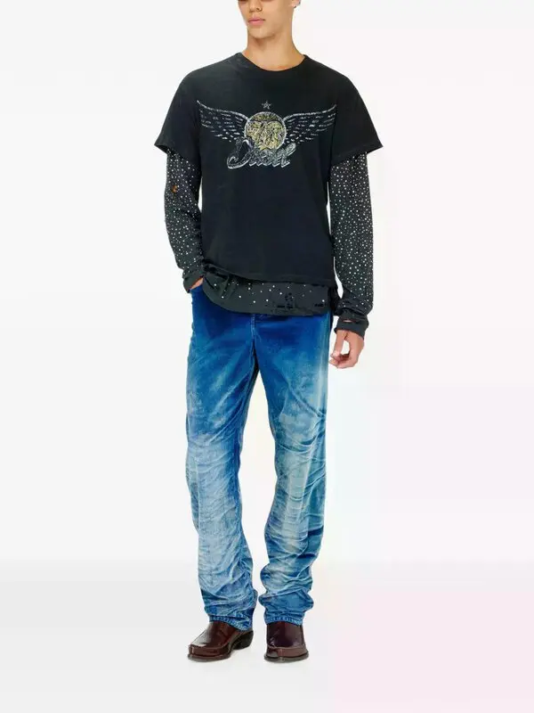 DIESEL® Cotton-hemp T-shirt With Concert Graphics - Black