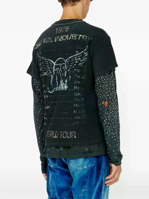DIESEL® Cotton-hemp T-shirt With Concert Graphics - Black
