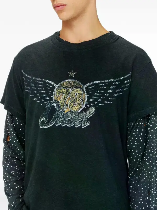 DIESEL® Cotton-hemp T-shirt With Concert Graphics - Black