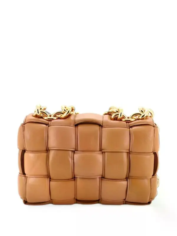 Bottega Veneta Cassette Chain Padded Maxi Intrecciato Leather Crossbody Bag - Brown