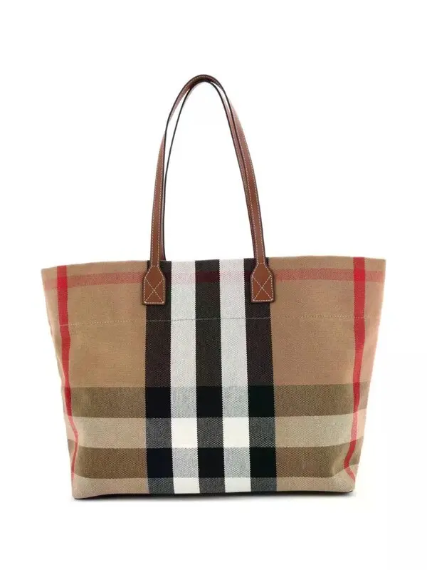 Burberry Soft House Check Canvas Medium Tote Bag - Brown