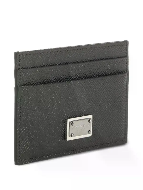 Dolce & Gabbana Calfskin Card Holder With Branded Plate - Black