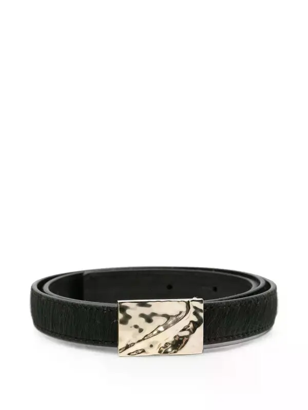 Loulou De Saison Hammered-effect Buckle Belt - Black