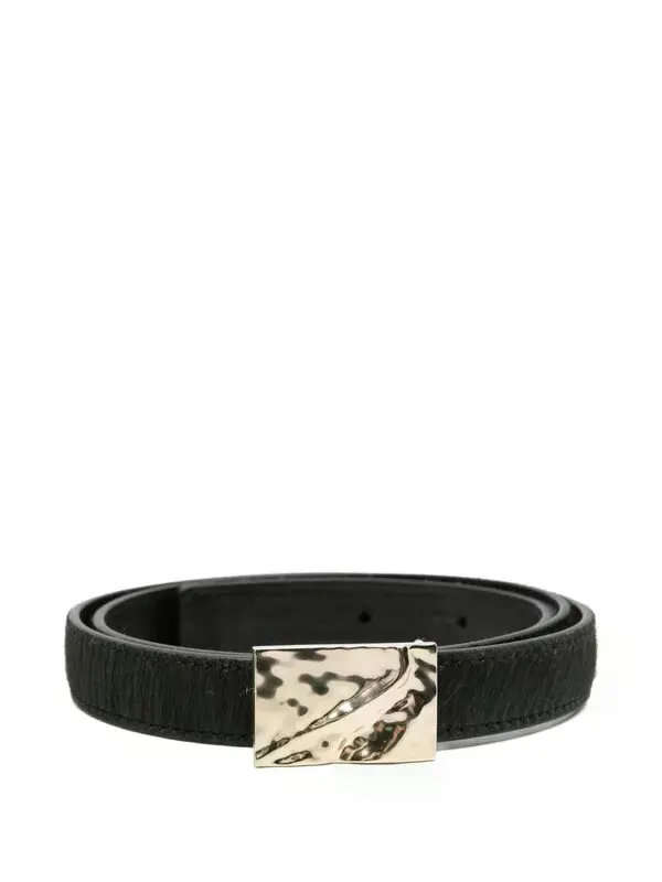 Loulou De Saison Hammered-effect Buckle Belt - Black