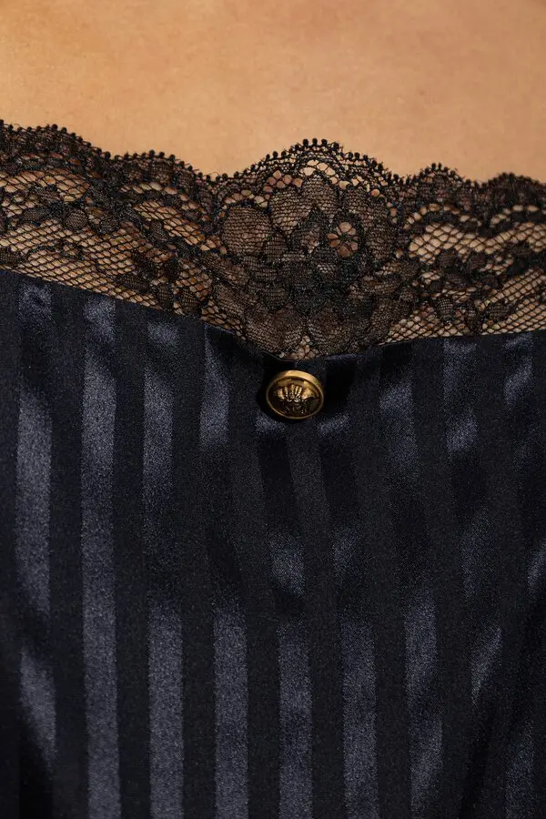 Versace Silk Bodysuit With Lace Trim