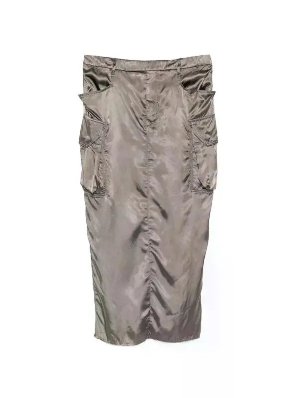 Rick Owens Firbanks Satin Cargo Maxi Skirt - Grey
