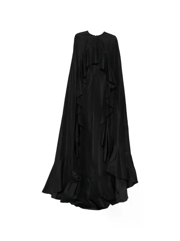 Naeem Khan Ruffled Silk Cape - Black