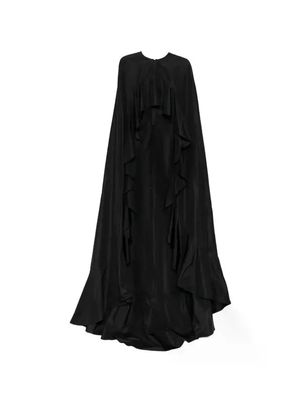 Naeem Khan Ruffled Silk Cape - Black