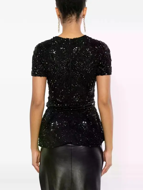 Naeem Khan Bead-embellished Peplum Top