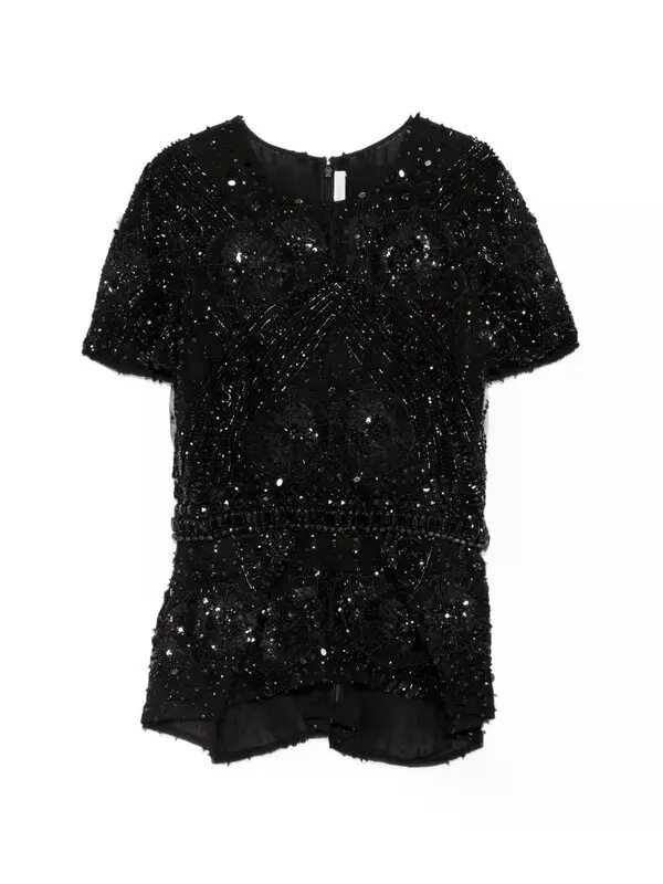 Naeem Khan Bead-embellished Peplum Top
