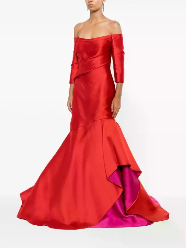 Monique Lhuillier Off-shoulder Fishtail Gown