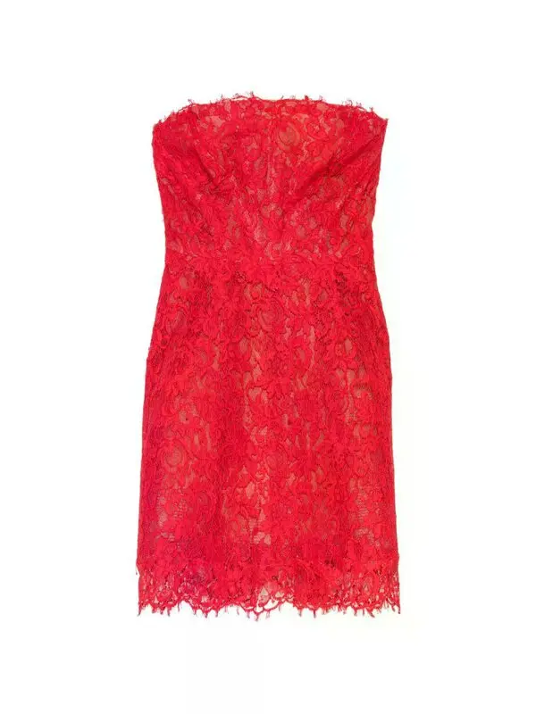 Monique Lhuillier Strapless Lace-embroidered Dress - Red
