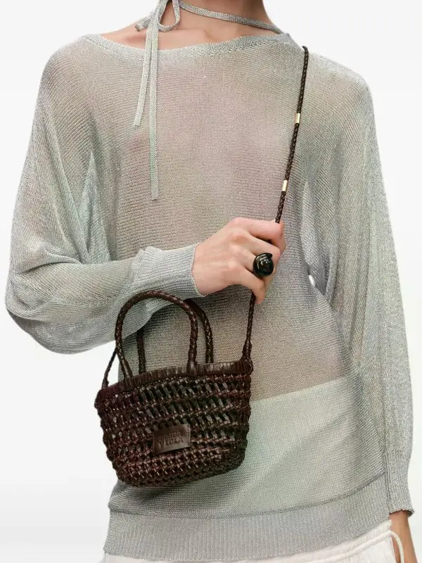 Bimba Y Lola Dark Plaited Leather Mini Bag