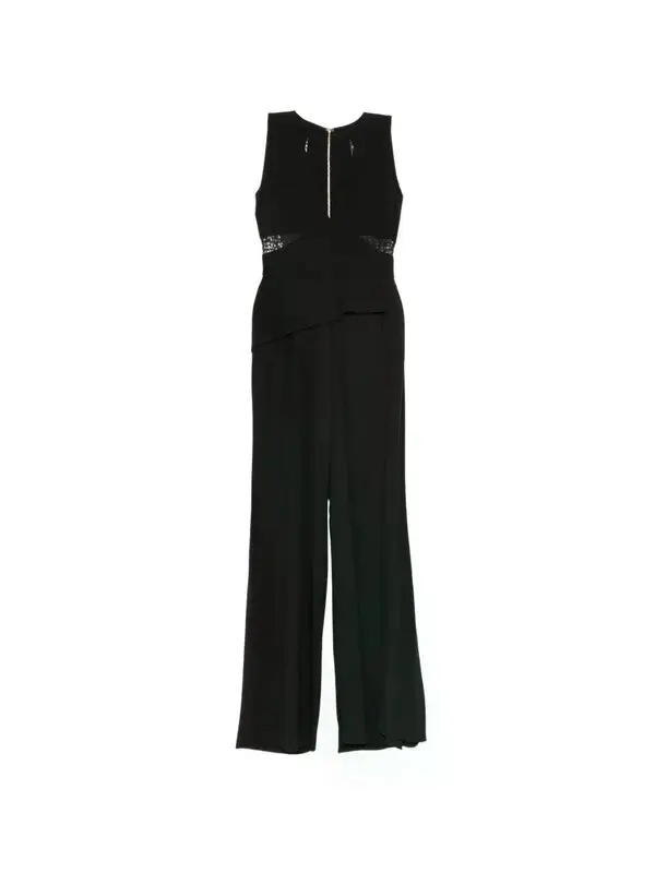 Elie Saab Lace-insert Peplum Jumpsuit - Black