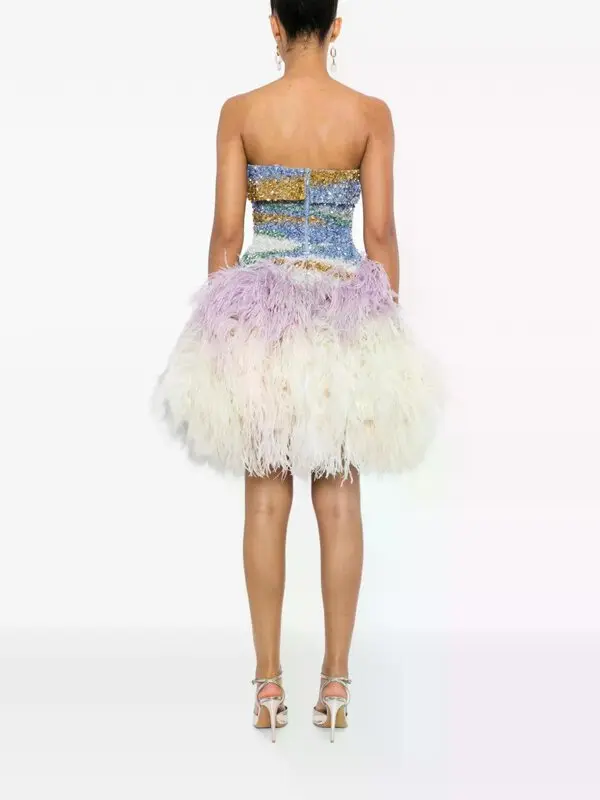 GEORGES HOBEIKA Embellished Feather-skirt Dress