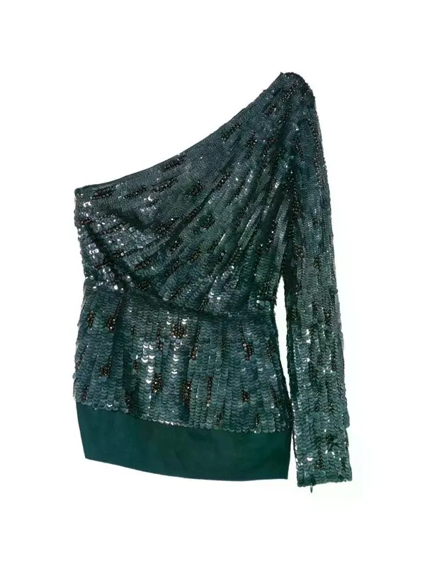 Elie Saab One-shoulder Sequin-embellished Top