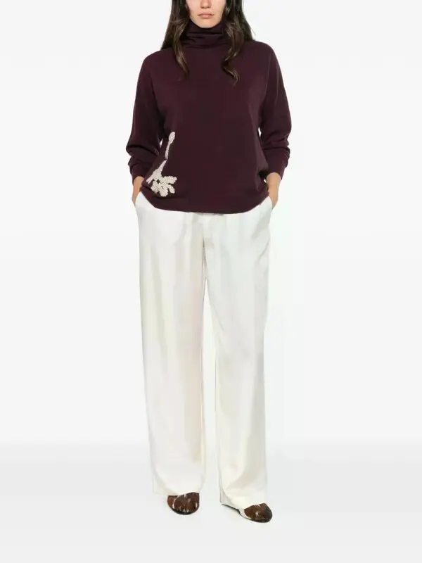 WHYCI MILANO Floral Appliqué Roll-neck Sweater
