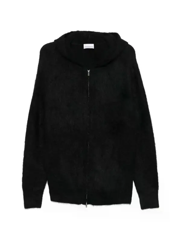 7 For All Mankind Zip-up Hooded Cardigan - Black