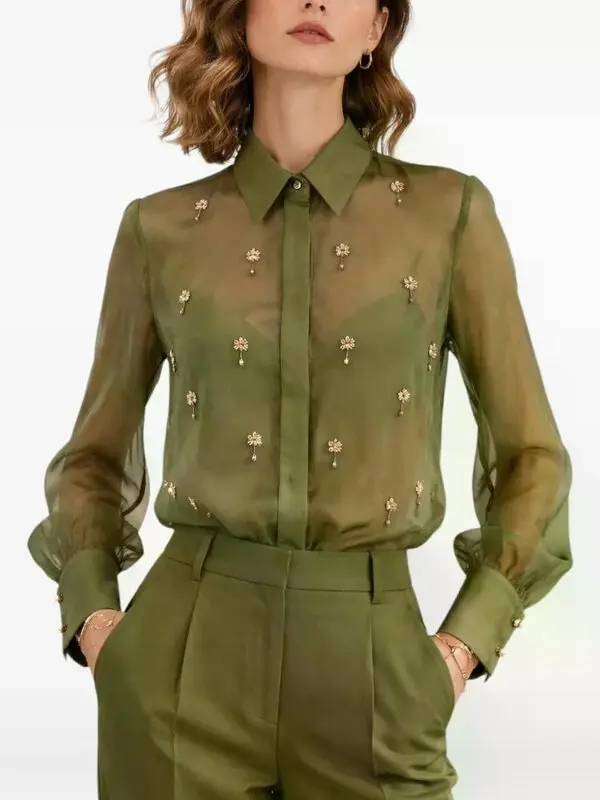 Max Mara Embroidered Silk-organza Shirt