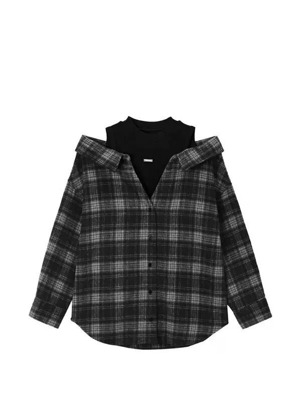 MUSIUM DIV. Check-pattern Layered-effect Shirt