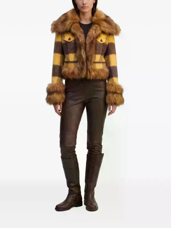 Dsquared2 Faux Fur-trimmed Checked Jacket