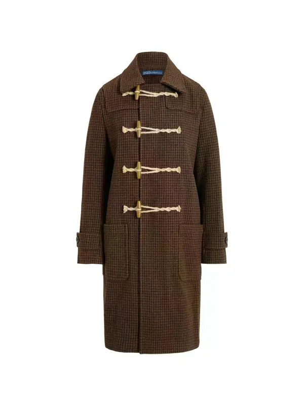 Polo Ralph Lauren Houndstooth Wool Toggle Coat - Brown