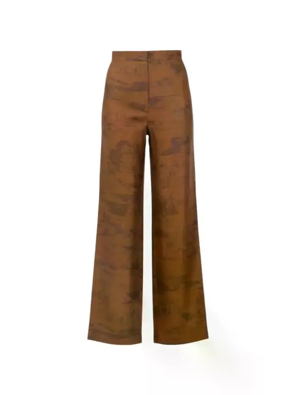 Max Mara All-over Print Silk Trousers - Brown