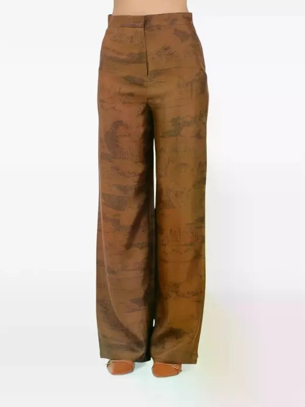 Max Mara All-over Print Silk Trousers