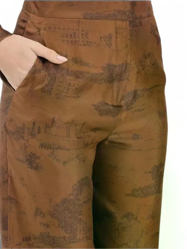 Max Mara All-over Print Silk Trousers