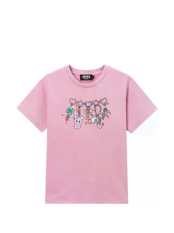 MINI CREAM Graphic-print Bow-detail T-shirt