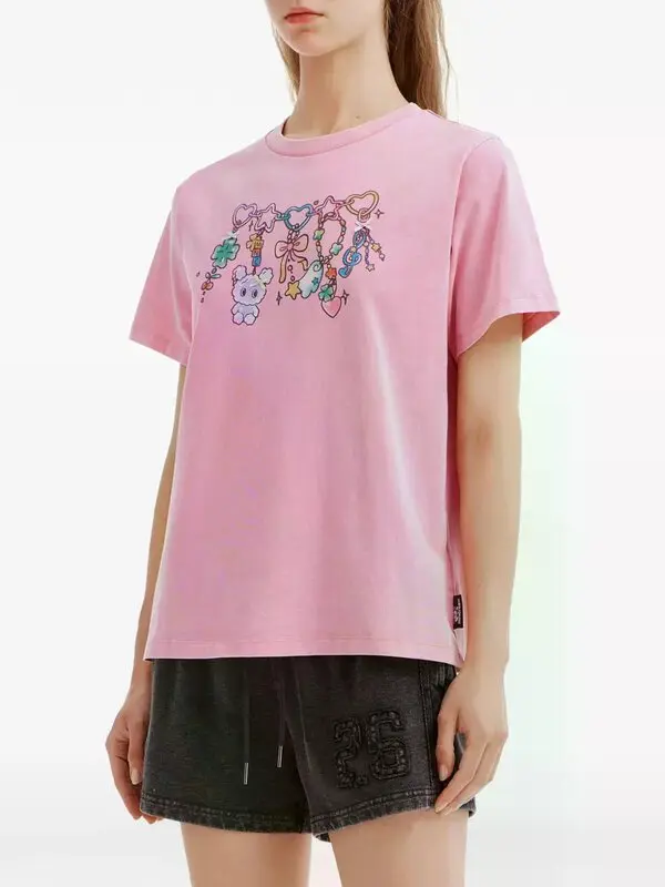 MINI CREAM Graphic-print Bow-detail T-shirt