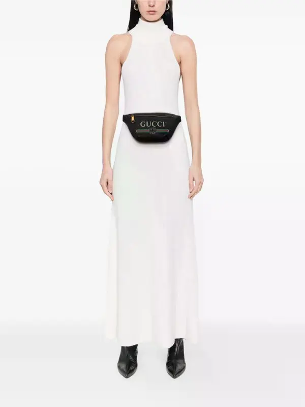 Gucci 2000-2015 Small Grained Calfskin Web Logo Belt Bag