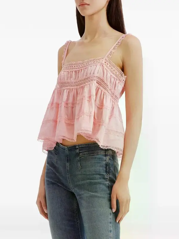 Free People Lace-trim Tiered Camisole Top - Pink