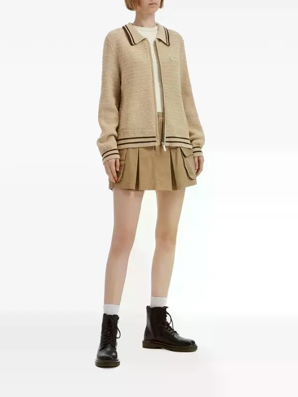 Izzue Striped-trim Zip-up Cardigan