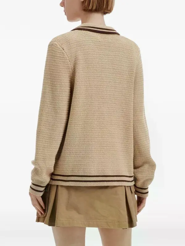 Izzue Striped-trim Zip-up Cardigan