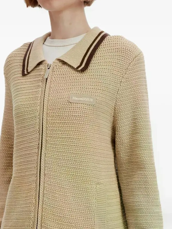 Izzue Striped-trim Zip-up Cardigan
