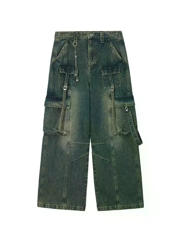 MUSIUM DIV. Multi-pocket Strap-detail Cargo Wide-leg Jeans