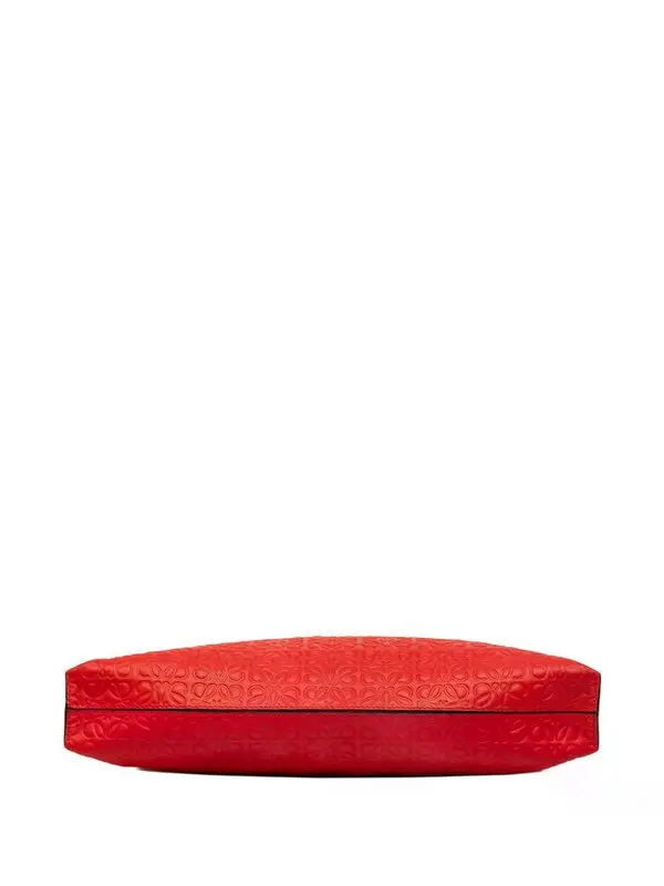 Loewe 2017 Embossed Anagram Leather Repeat T Clutch Bag - Red