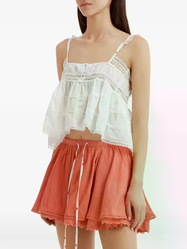 Free People Lace-trim Pleated Top